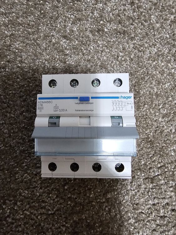 Hager FI/LS 16A Typ C, 6000 0,03A 4 Polig 3L-N (Neu (gemäss ...