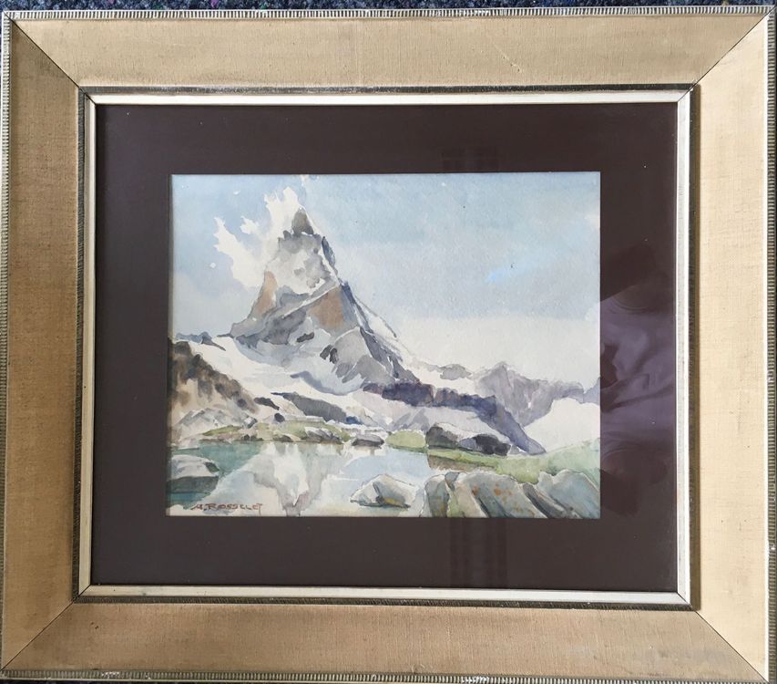 A. Rosselet, grosses Aquarell, Matterhorn, gerahmt, TOP! | Kaufen auf Ricardo