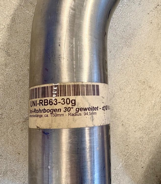 2x Auspuff Rohrbogen 30° V2A geweitet Ø 63.5mm mit Schellen (Neu ...