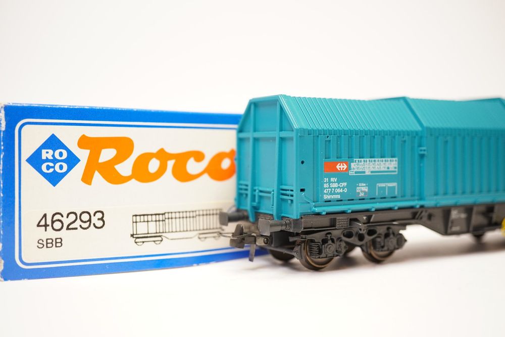 2ß Roco 46293 SBB Güterwagen Shimms meergrün | Kaufen auf Ricardo