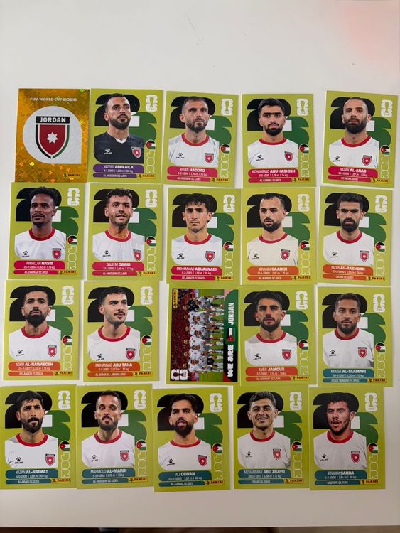 Panini-Sticker WM-2026, Team Jordanien KOMPLETT, 20 Sticker (Gebraucht ...