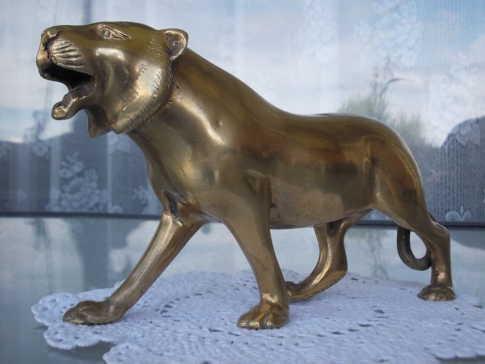 Alte Messing Skulptur Figur *Raubkatze* LÖWE 50er/60er Jahre | Kaufen auf Ricardo
