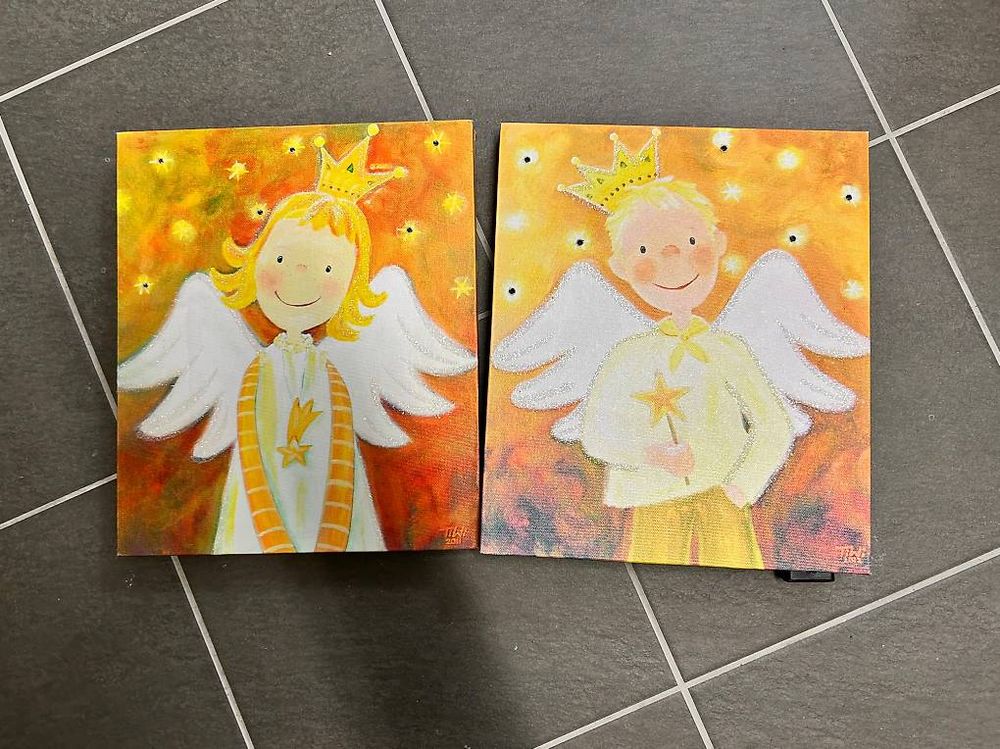 2 Weihnachts-Bilder mit Engel, Grösse ca. 15 x 15 cm (Gebraucht) in ...
