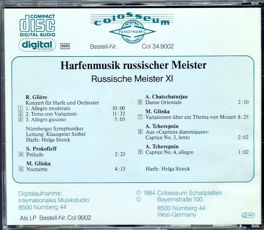 Harfenmusik Russischer Meister - Helga Storck - CD (Gebraucht) in ...