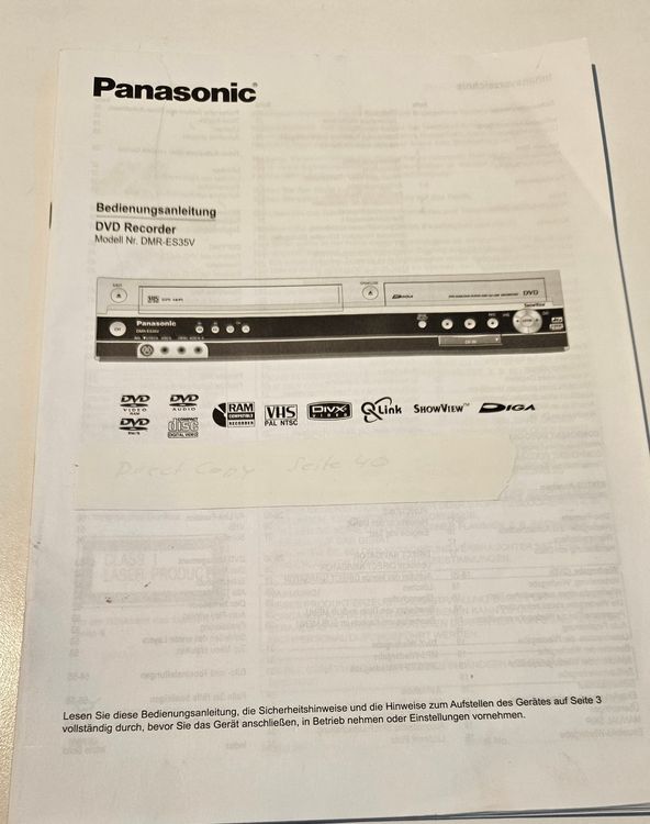 DVD VHS Recorder Panasonic DMR-ES35V (Gebraucht) in Forch für CHF 180 – mit Lieferung auf ...