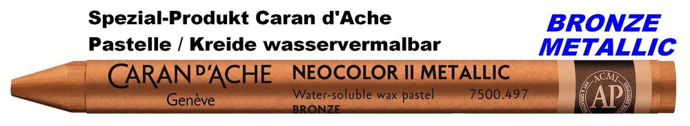 6x Neocolor 2 Caran d'Ache; Gold + Silber + Bronze metallic (Neu und ...