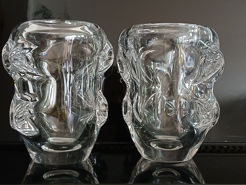 1 Paar hohe und schwere Kristallvasen Val St-Lambert 60er (Gebraucht ...