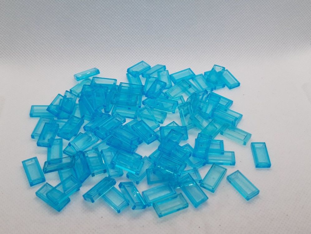 Lego 100 Stk. Flat Tile 1x2 Transparent light blue (Neu (gemäss ...