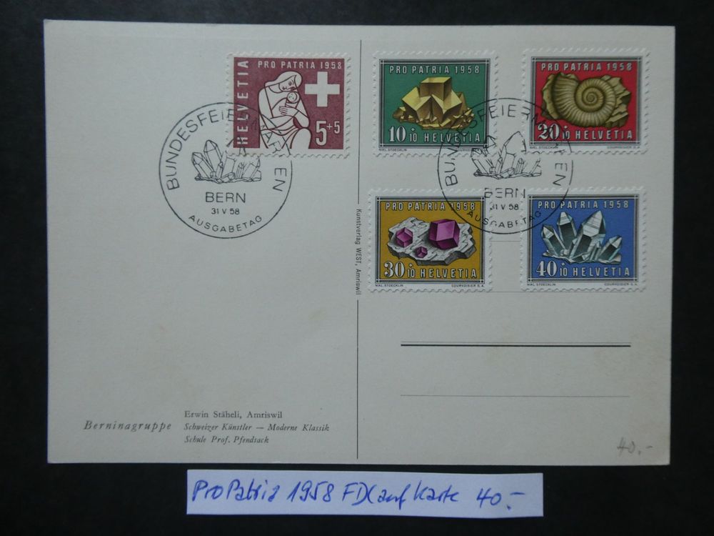 Pro Patria 1958 FDC auf Karte (Gebraucht) in Lausen für CHF 5 – mit Lieferung auf Ricardo kaufen