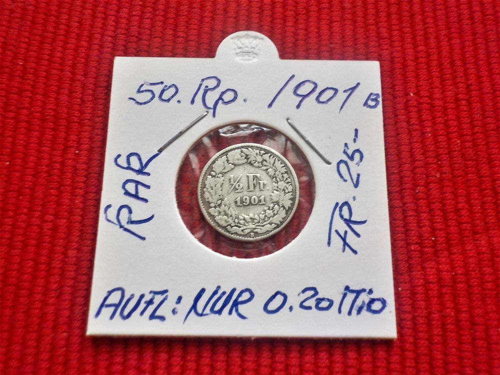 Rarer 50 Rp 1901 Silber . Nur 0.20 Mio. (Gebraucht) in Glis für CHF 20 – mit Lieferung auf ...