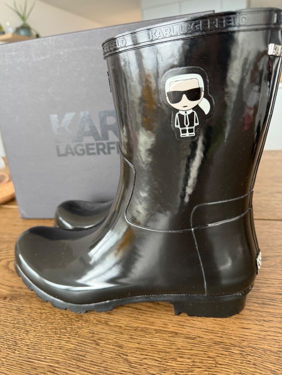 KARL LAGERFELD boots black rubber (kalosh) size EU 40 (Neu (gemäss ...