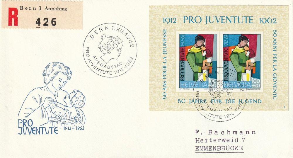 R-PJ-FDC 1962 mit Block, Ankunftstempel | Kaufen auf Ricardo