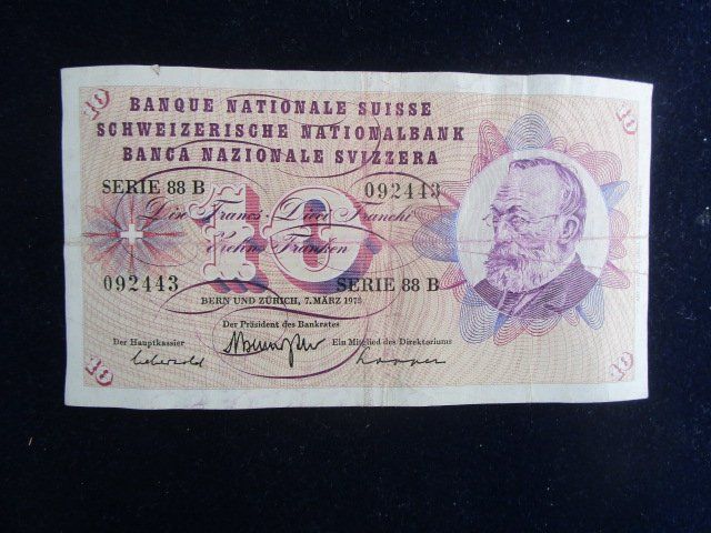 10er Note Serie 88 B vom 7. März 1973 - Nr. 092443 (Gebraucht) in ...