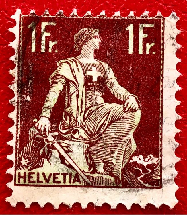 Stark dezentriert Helvetia mit Schwert Nr.115 mit Stempel | Kaufen auf Ricardo