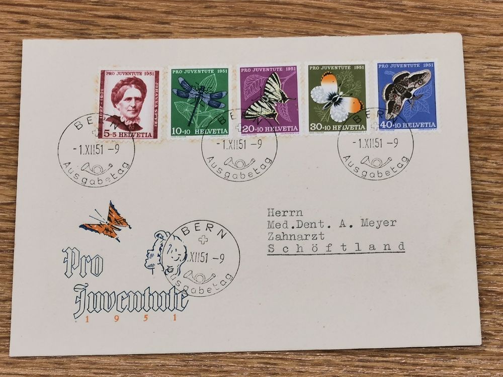 FDC illustriert J138-142 Kat. 240.- 1.12.1951 (Gebraucht) in Wangen für ...