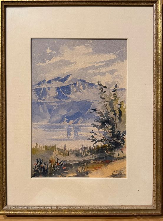 Aquarelle originale H. Burri (1909) - Paysage Alpin Suisse (Gebraucht ...