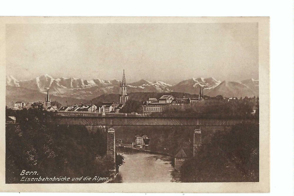 BERN alte Eisenbahnbrücke und die Alpen, Kologravure | Kaufen auf Ricardo