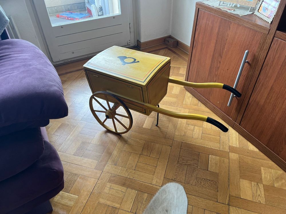 Ancien Chariot de Poste Suisse Jaune - Déco Vintage! (Neuf (Voir ...