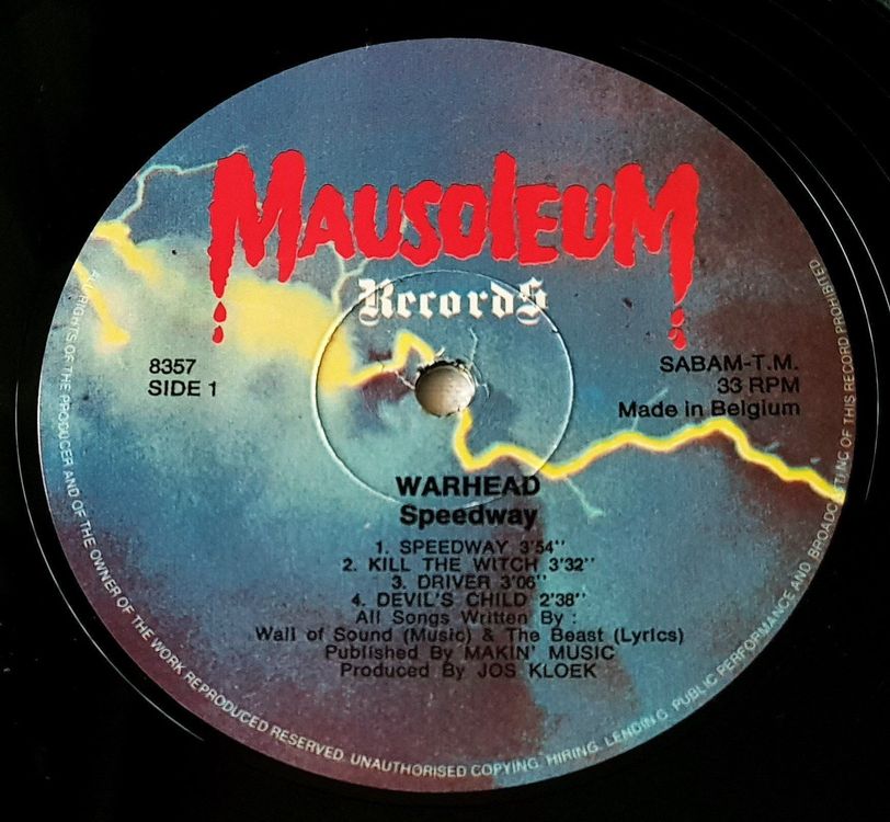Warhead – Speedway - LP - 1985 - First Press - Mausoleum (Gebraucht) in ...