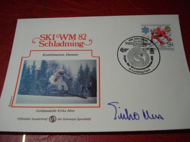 Beleg mit Autogramm Erika Hess, Schladming 1982 | Kaufen auf Ricardo