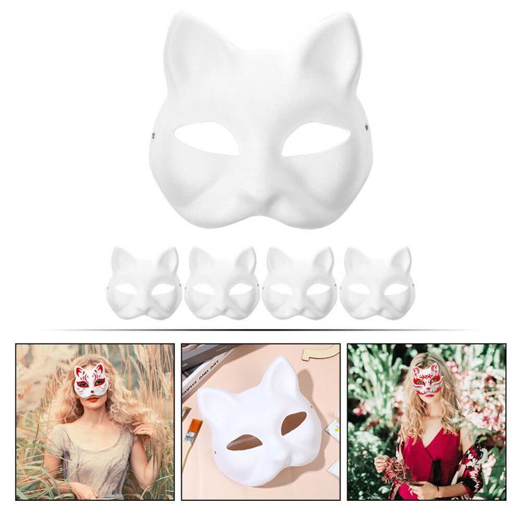 5Stk. therian masks paintable Katzenmaske Erwachsene Katzen | Kaufen ...