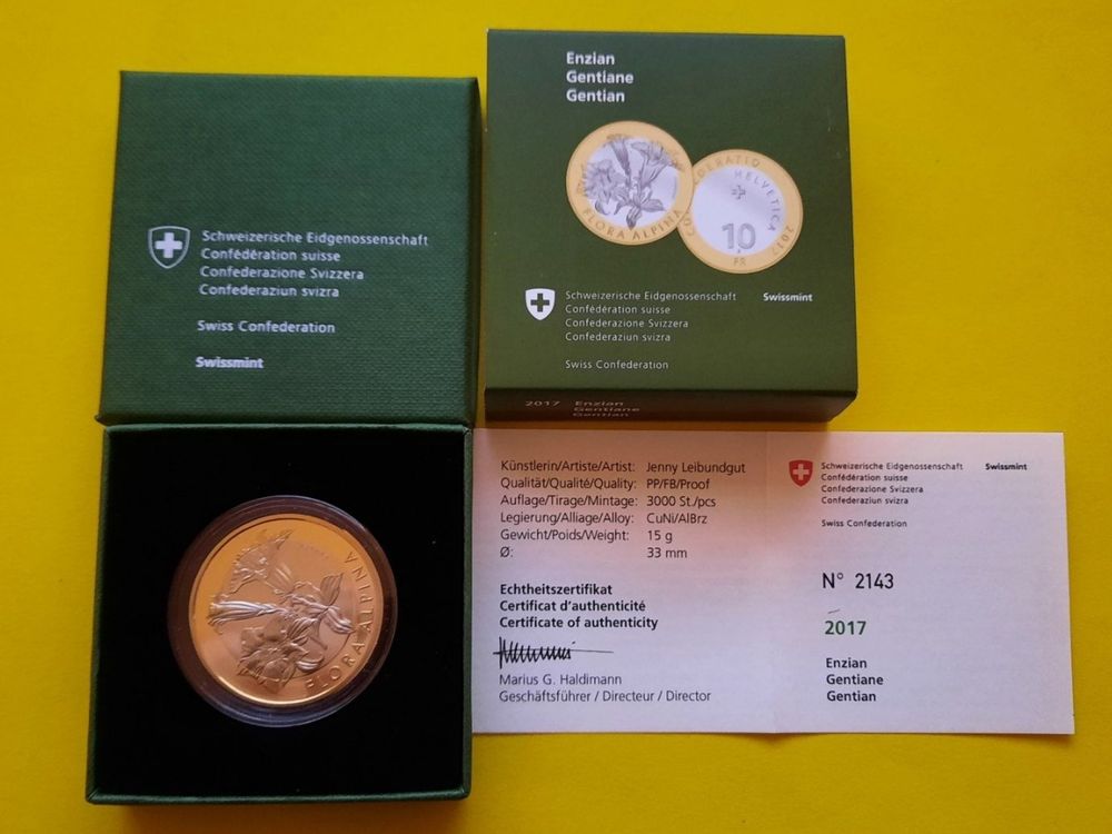 Schweiz 10 Fr. Münze Enzian 2017 PP | Kaufen auf Ricardo