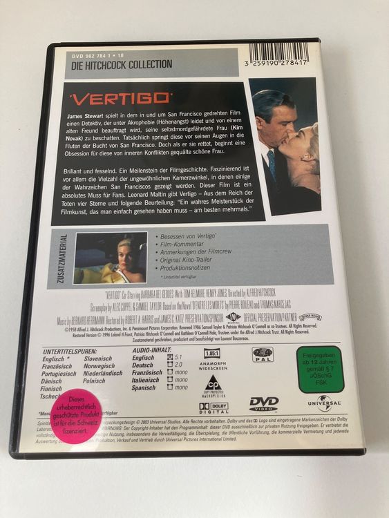 Vertigo (DVD) Hitchcock, James Stewart, Kim Novak (Gebraucht) in Arbon ...
