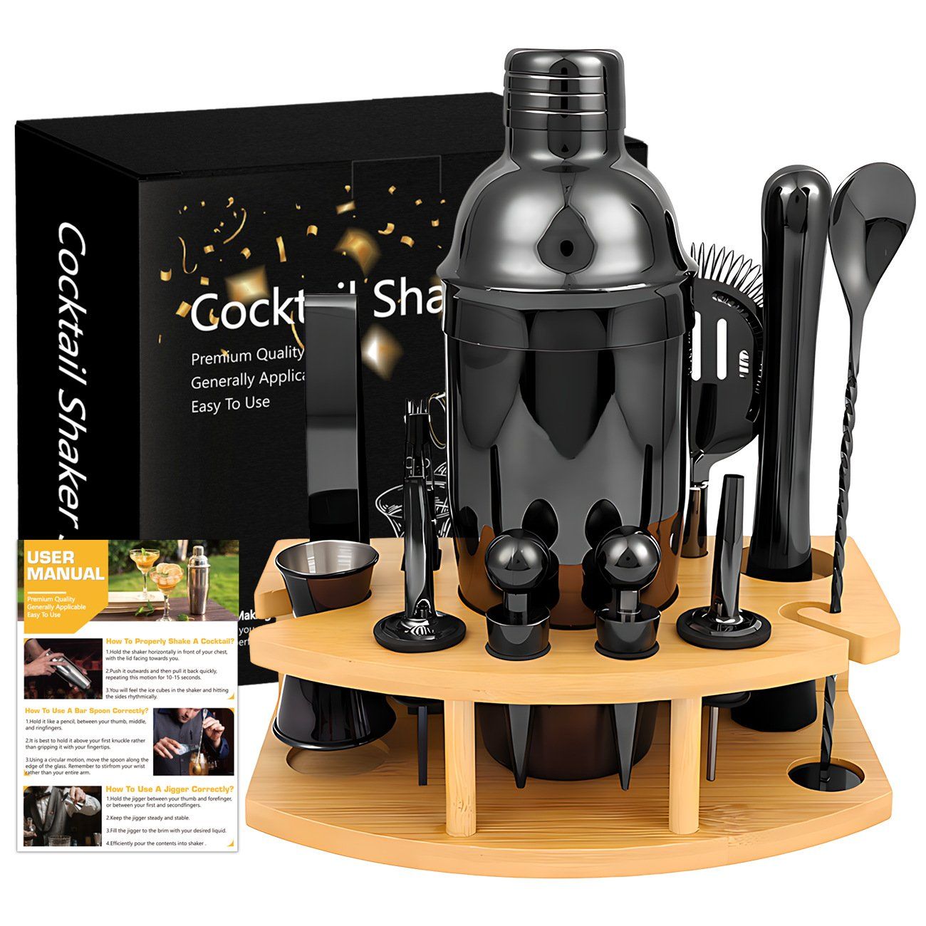 Cocktail Shaker Set Barkeeper Kit mit Ständer cocktailgläser (Neu ...