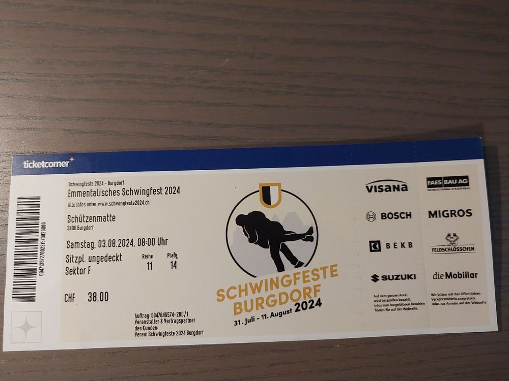 Ticket Emmentalisches Schwingfest (Neu und originalverpackt) in Rüedisbach für CHF 26 – mit ...