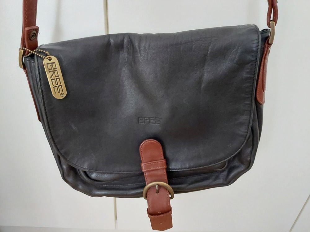 BREE Umhängetasche, Leder, Vintage Look, schwar-braun (Gebraucht) in ...