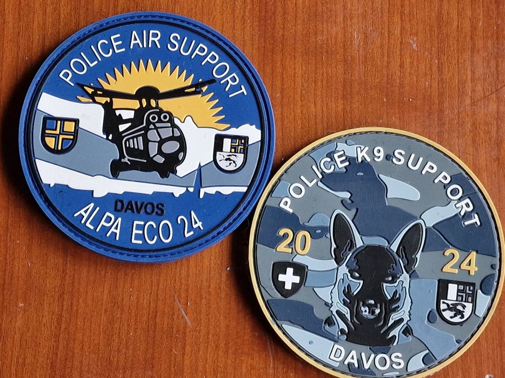 2x Patchs WEF Police Davos Air/K9 Support Suisse PVC KLETT (Neu (gemäss ...
