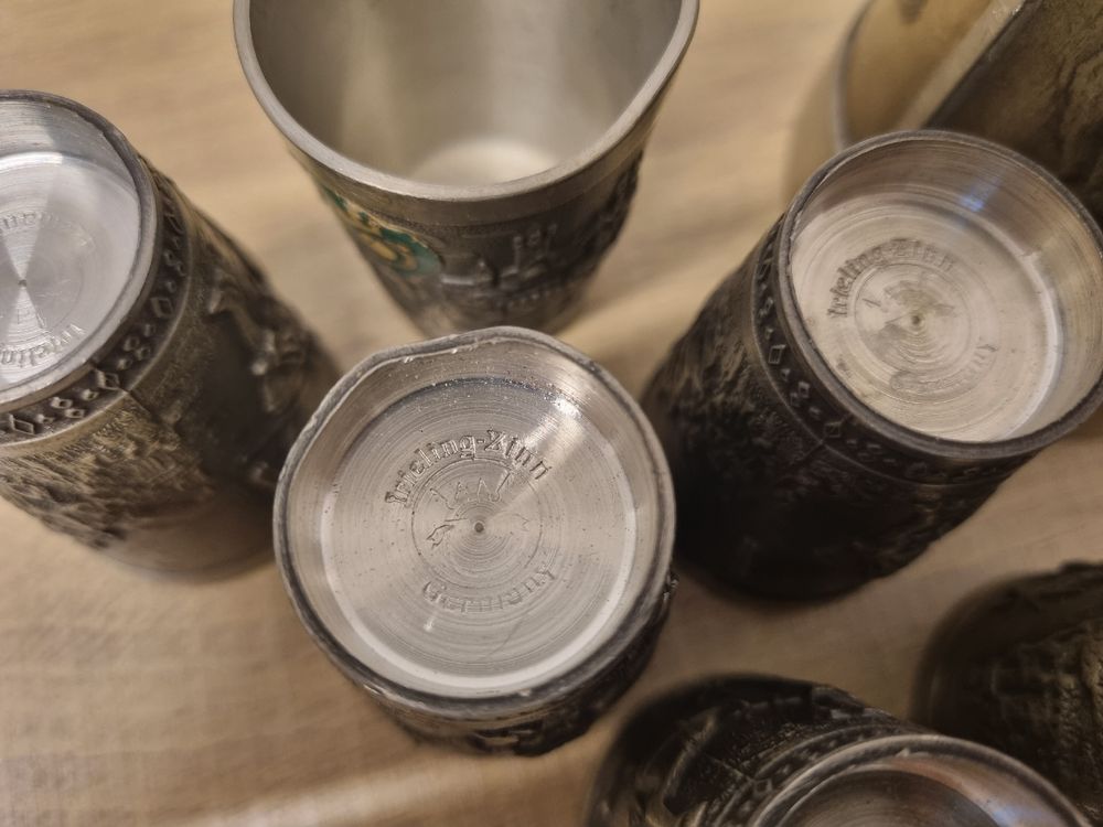 Antikes Frieling Zinn Germany Grosser Becher + 6 Stamperla | Kaufen auf ...