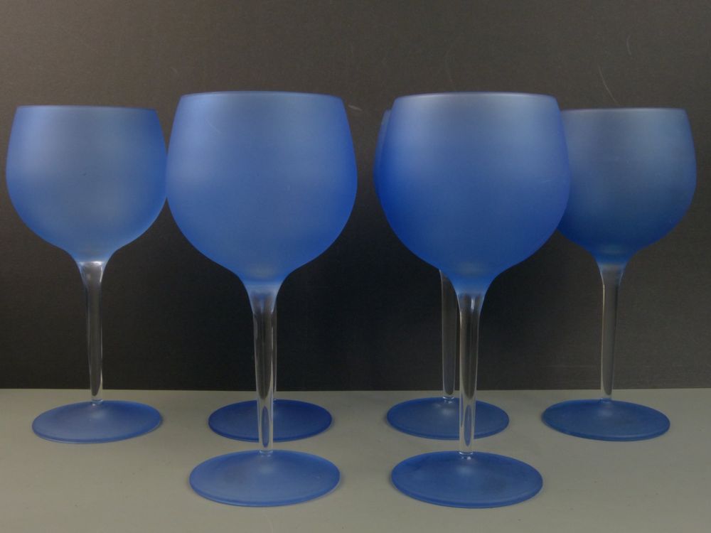 10 Eisglas Frostglas / Mattglass Weinglas blau Set * Italien | Kaufen ...
