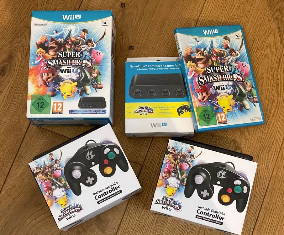 Smash Bros, 2 GameCube Controllers, Adapter in Box (New,RAR) (Gebraucht ...