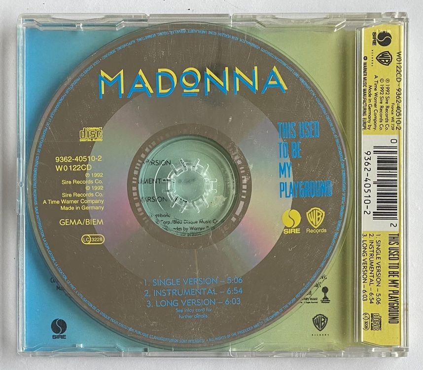 Madonna This Used To Be My Playground Maxi Cd Germany 1992 Gebraucht