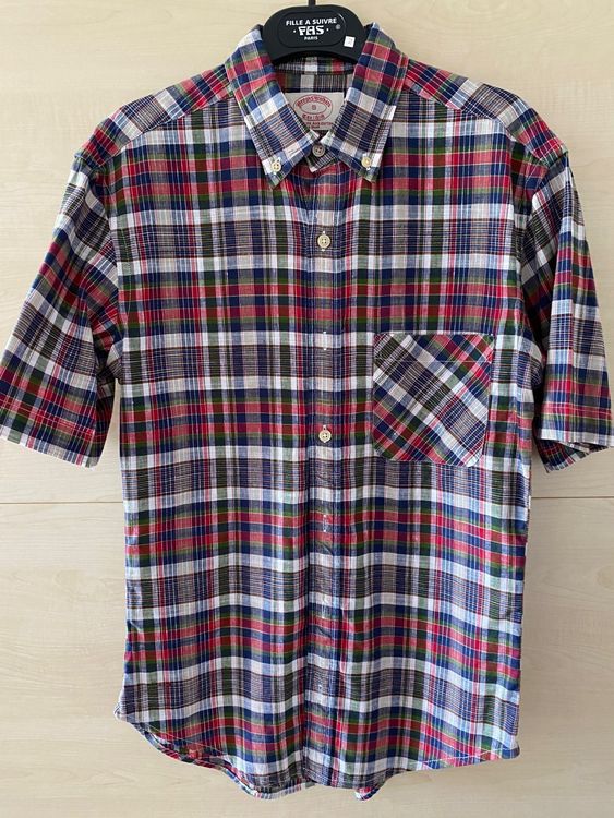 🎉 Brooks Brothers Sommer kurzarm Hemd Retrostyle karo 👕 S (Neu (gemäss ...