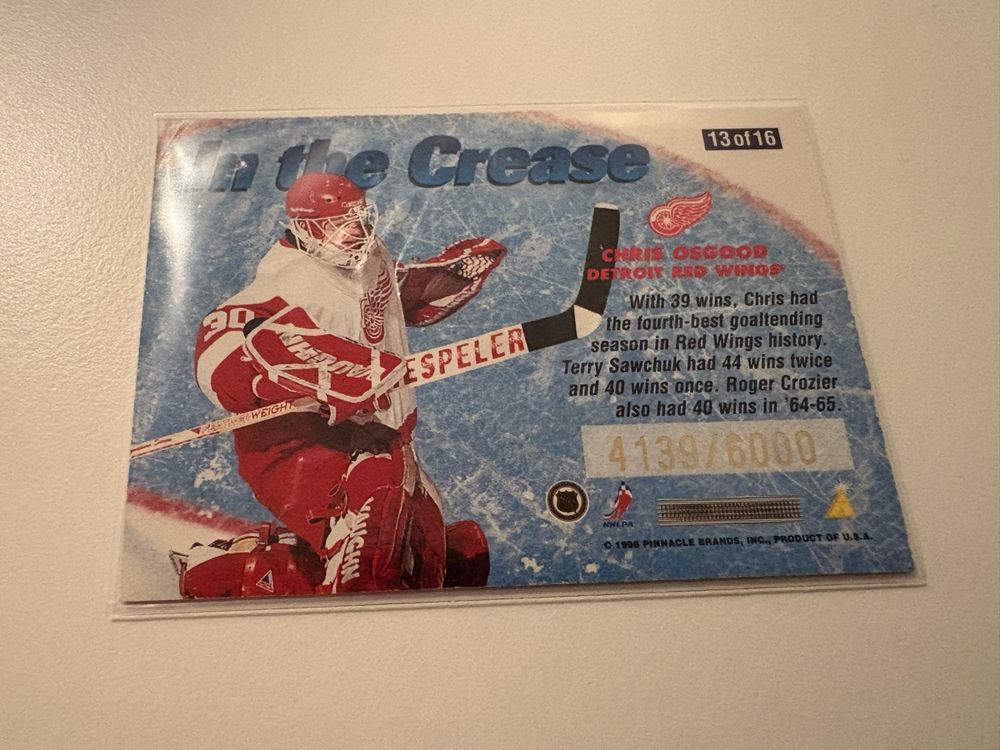 Chris Osgood 4139/6000 1996/97 Pinnacle Summit in the Crease (Gebraucht ...