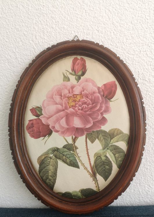 Retro-Antiker Bilderrahmen mit floralem Seidenbild (Gebraucht) in ...