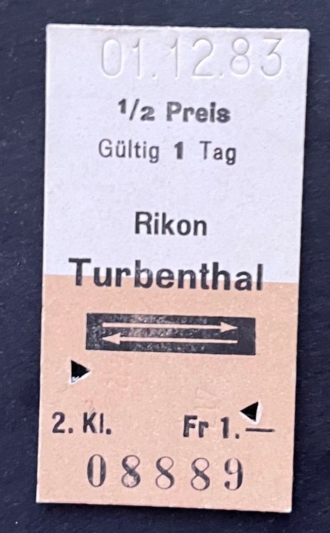 Rikon Turbenthal/ Billett 1983 (Gebraucht) in Wabern für CHF 2.5 – mit Lieferung auf Ricardo kaufen