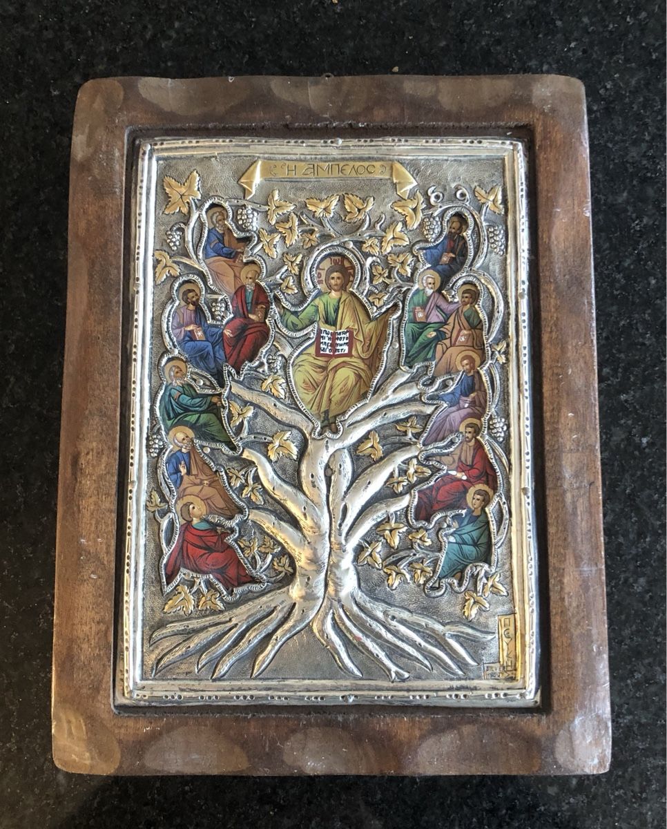 handgefertigte byzantinische Ikone der Werkstatt "Pefkis" (Gebraucht ...