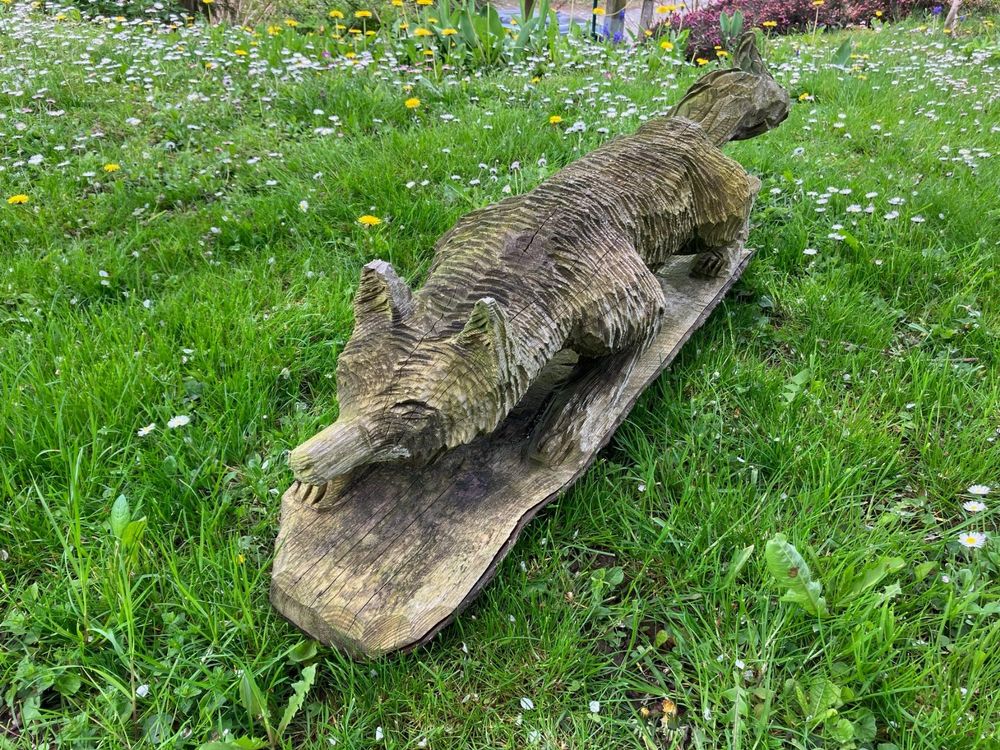 Grosse Skulptur Fuchs Holz massiv | Kaufen auf Ricardo