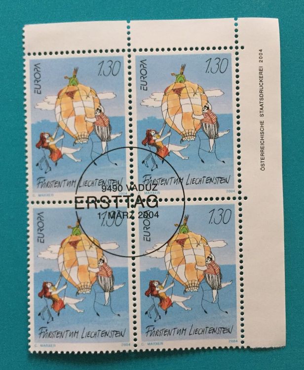 4 er Block Fürstentum Liechtenstein mit Vollstempel Vaduz (Gebraucht) in Aarau für CHF 0.5 – mit ...