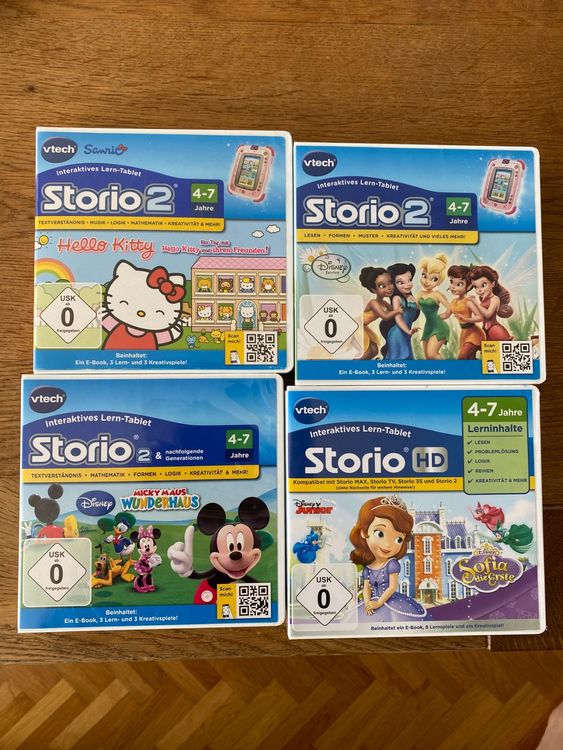 4 VTECH Storio Lernspiele (1x Hello Kitty und 3x Disney) (Gebraucht) in ...