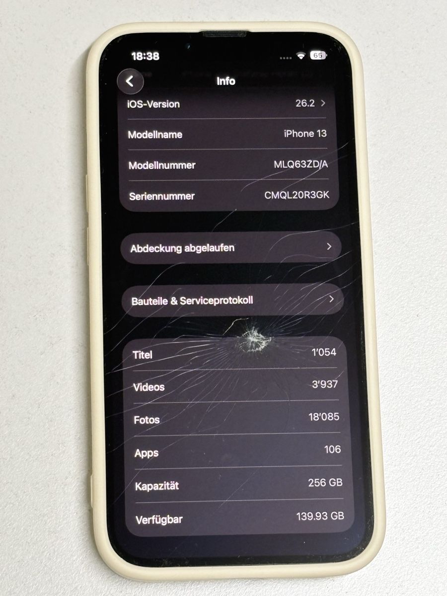 iPhone 13 256 GB – funktioniert einwandfrei – Frontglas def. (Gebraucht ...