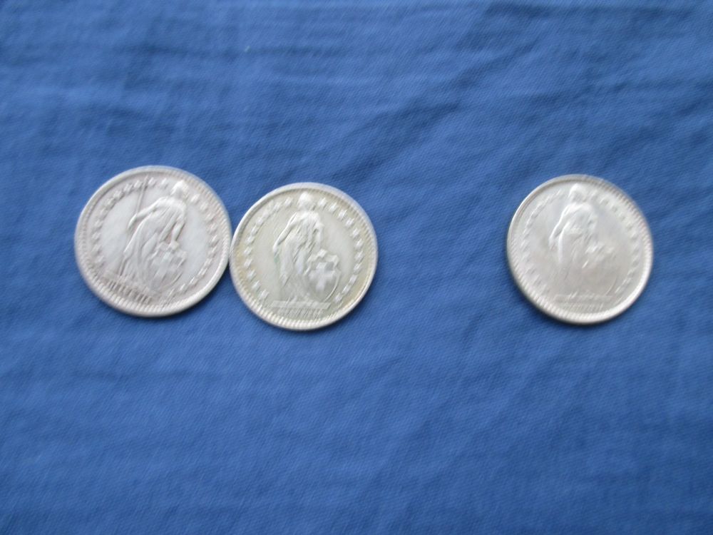 lot de 3 pièces de 1 fr. en argent (1943, 1956 et 1965) | Kaufen auf Ricardo