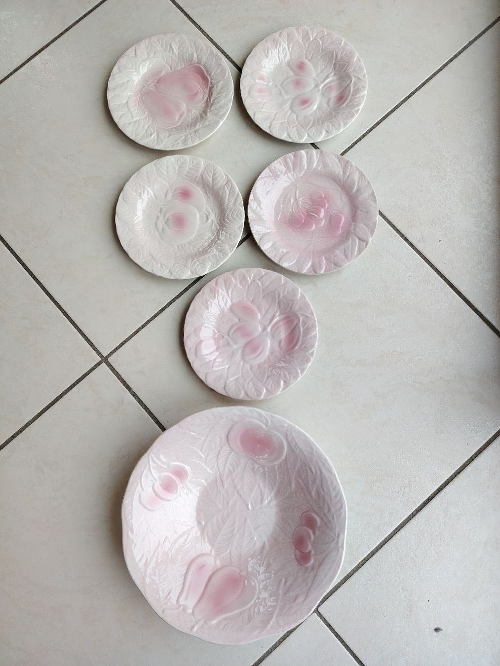 5 assiettes à dessert barbotine et saladier faïence Salins (Gebraucht ...