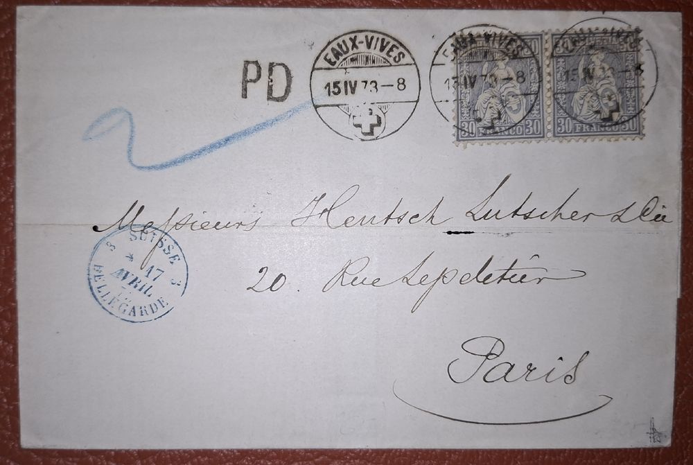 Sitzende Helvetia Nr. 41 Eaux - Vives - Bellegarde / Paris (Gebraucht ...