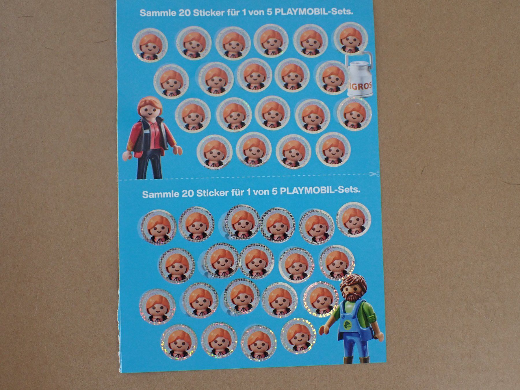 zwei volle Karten mit 40 Sticker Migros Play Mobil (Gebraucht) in Geroldswil für CHF 30 – mit ...