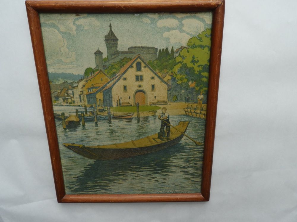 Am Rhein bei Schaffhausen / Munot Jacob Nohl - Lithographie (Gebraucht ...