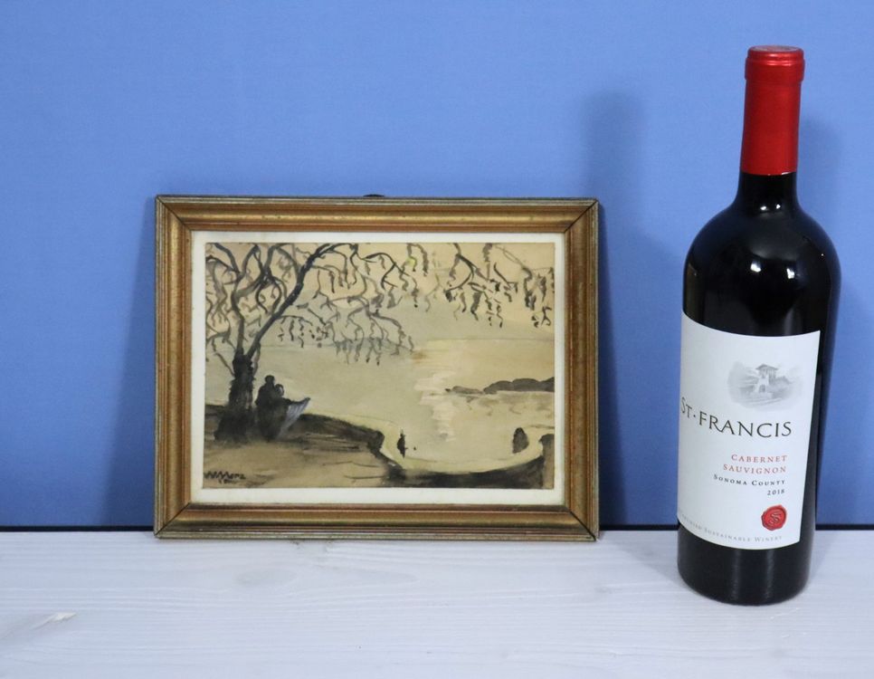 Walter Merz 1897-1963, kleines Aquarell "Paar am See". (Gebraucht) in ...